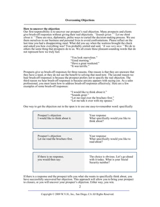 Overcoming Objections | PDF