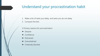 Overcoming procrastination (Lynda) | PPT
