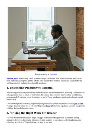 Overcoming Remote Work Challenges: A Guide to Boosting Productivity and ...