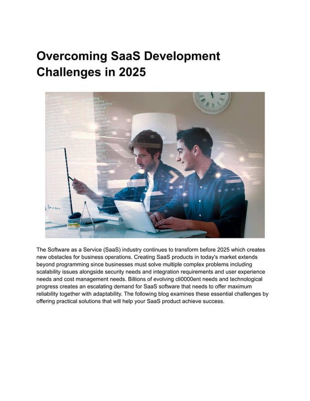 Overcoming SaaS Development Challenges in 2025 | PDF