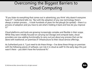 Overcoming The Biggest Barriers To Cloud Computing? | PPTX