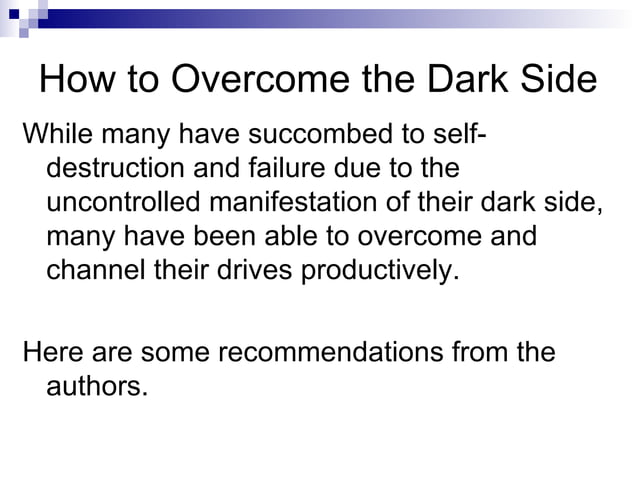 Overcoming the Dark Side of Leadership | PPT | Mental Health | Diseases ...
