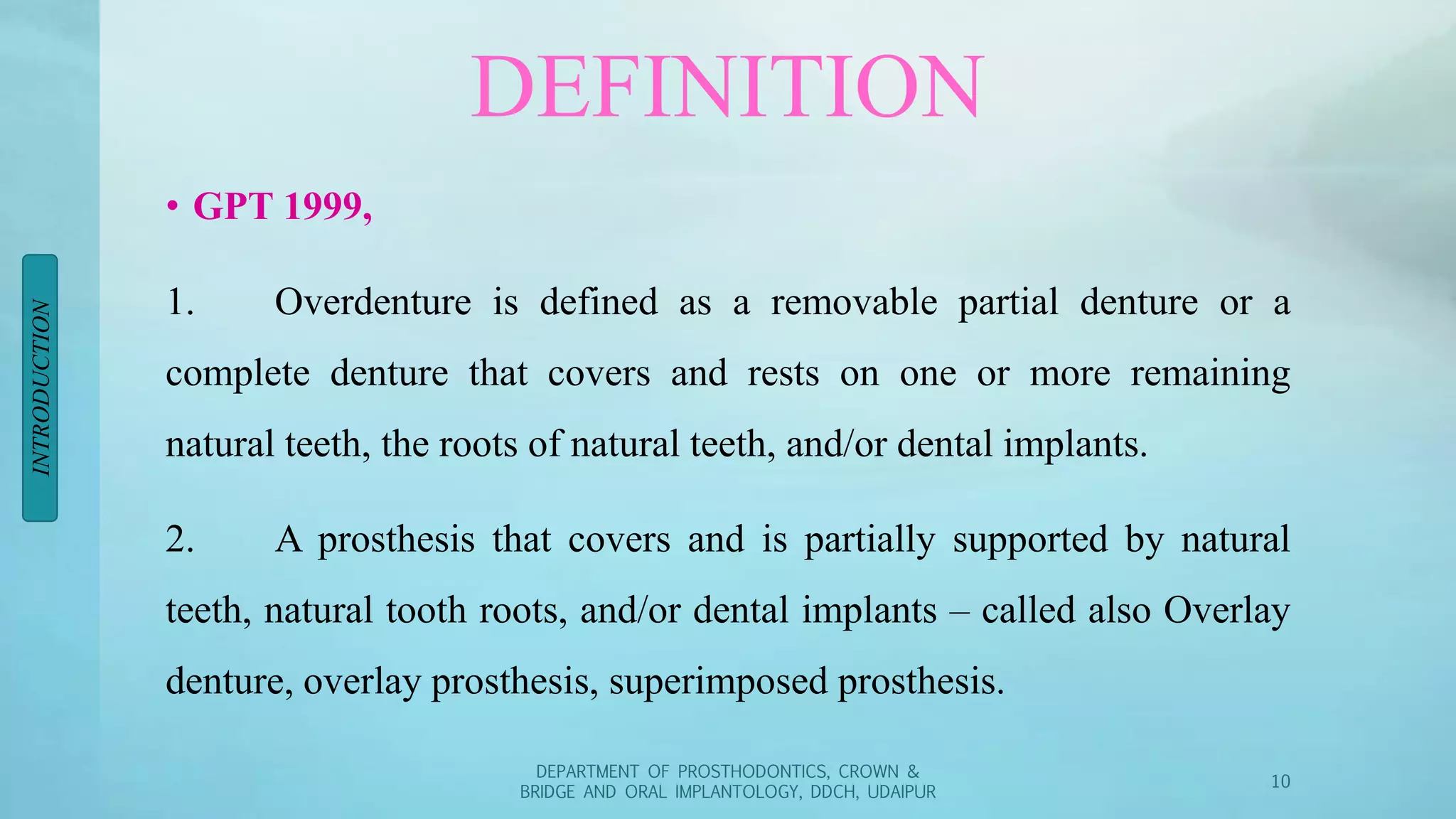 tooth supported Overdentures | PPTX