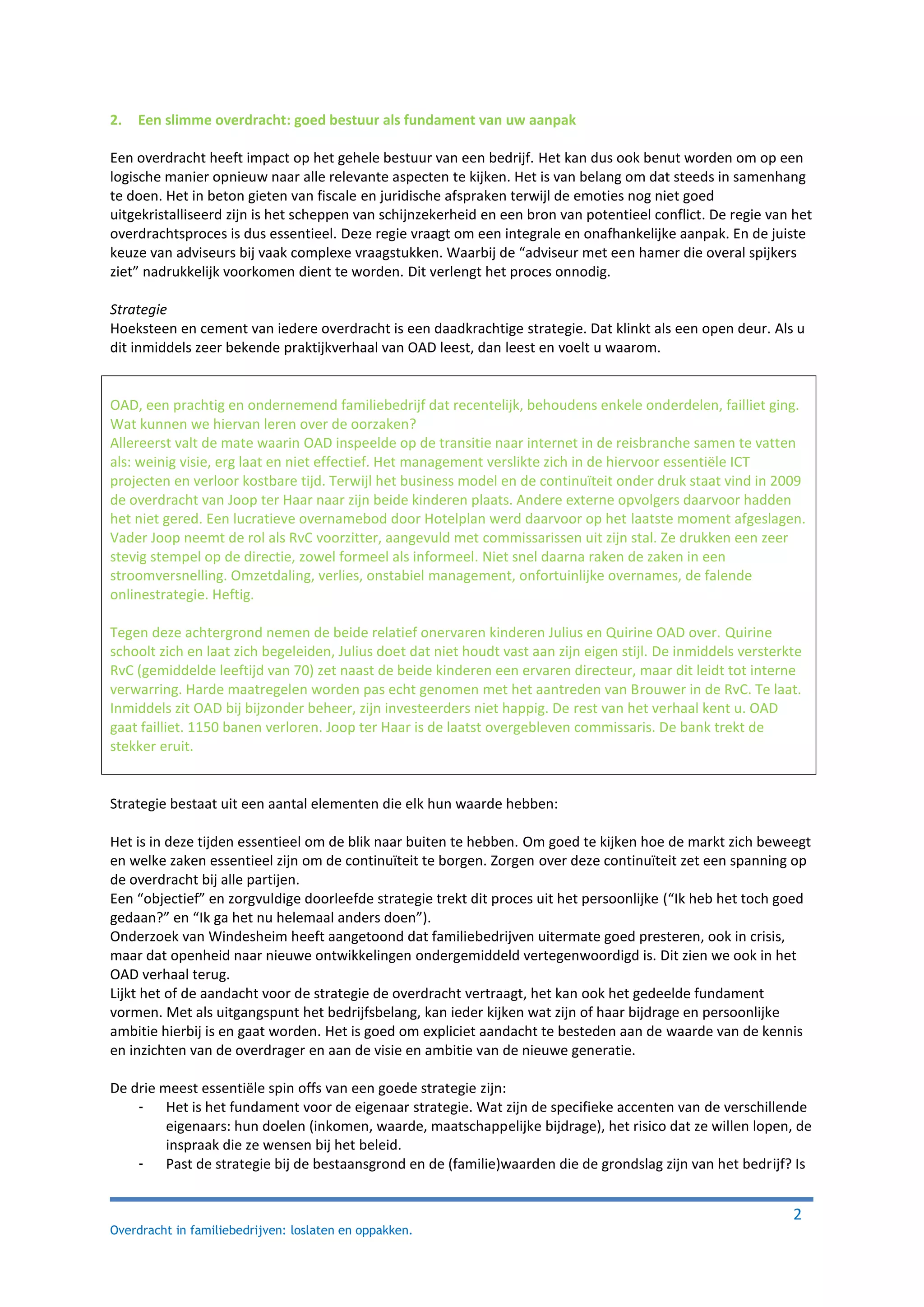 Goed bestuur bij overdracht in familiebedrijven: loslaten en oppakken | PDF