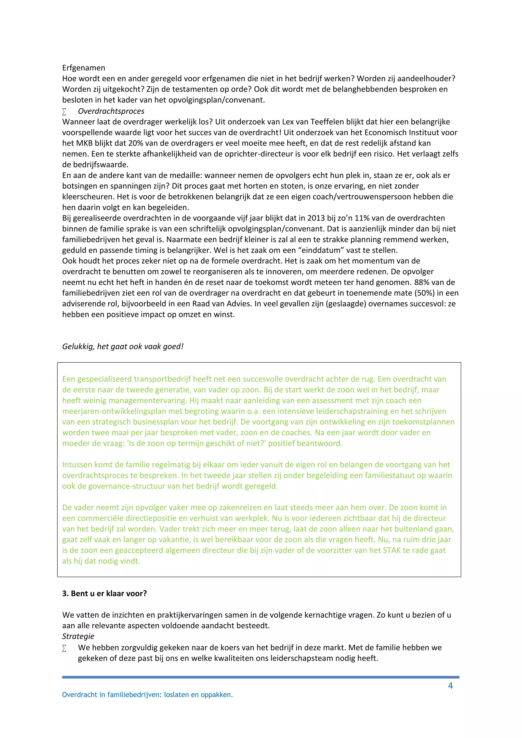 Goed bestuur bij overdracht in familiebedrijven: loslaten en oppakken | PDF