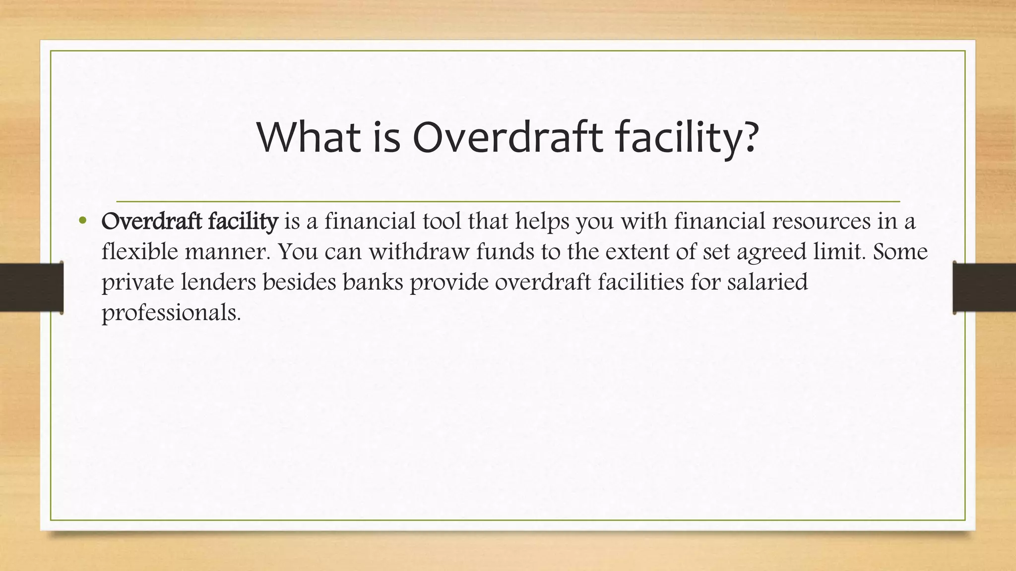 Overdraft facility for Salaried Professionals | PPT