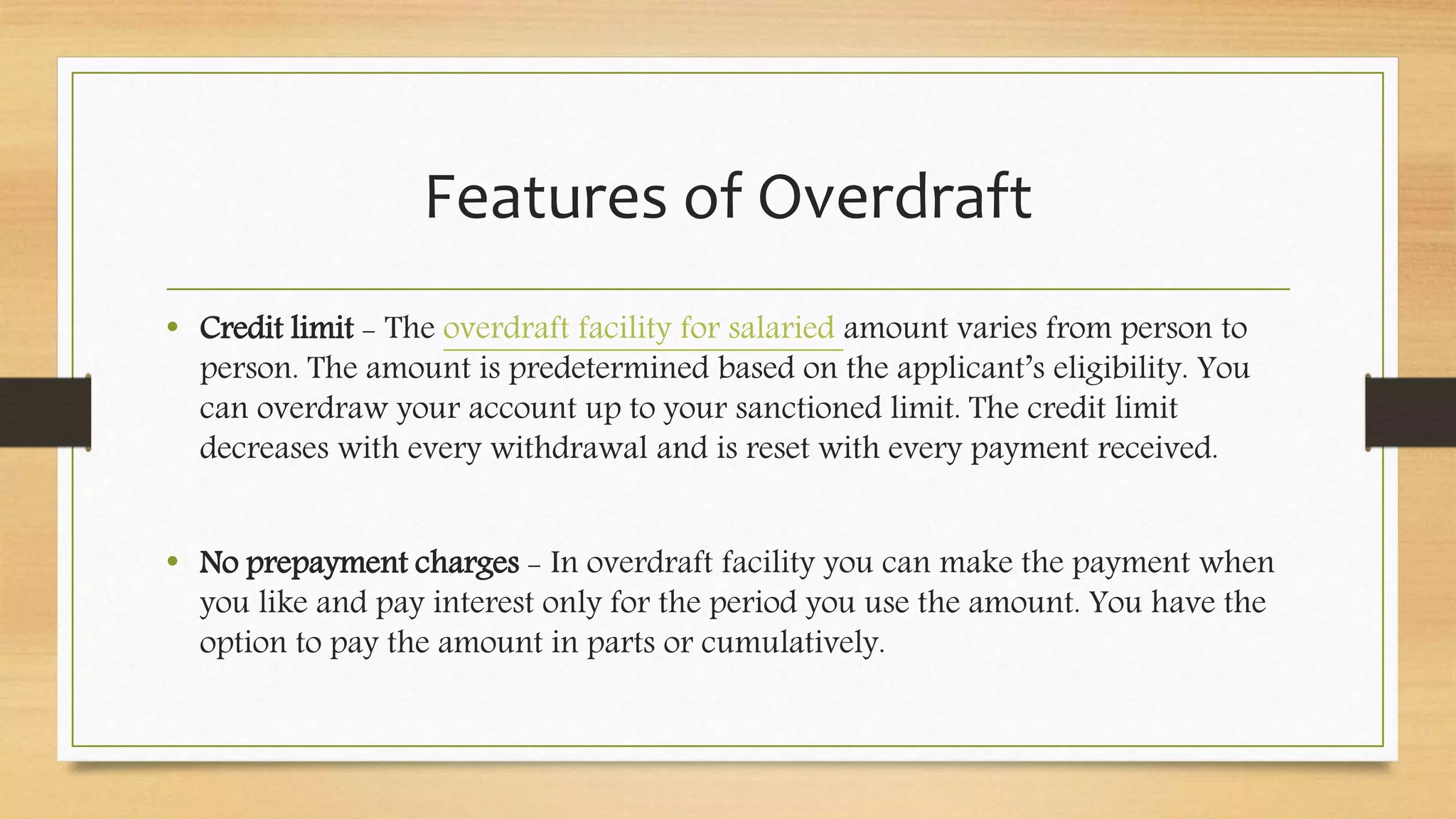 Overdraft facility for Salaried Professionals | PPT