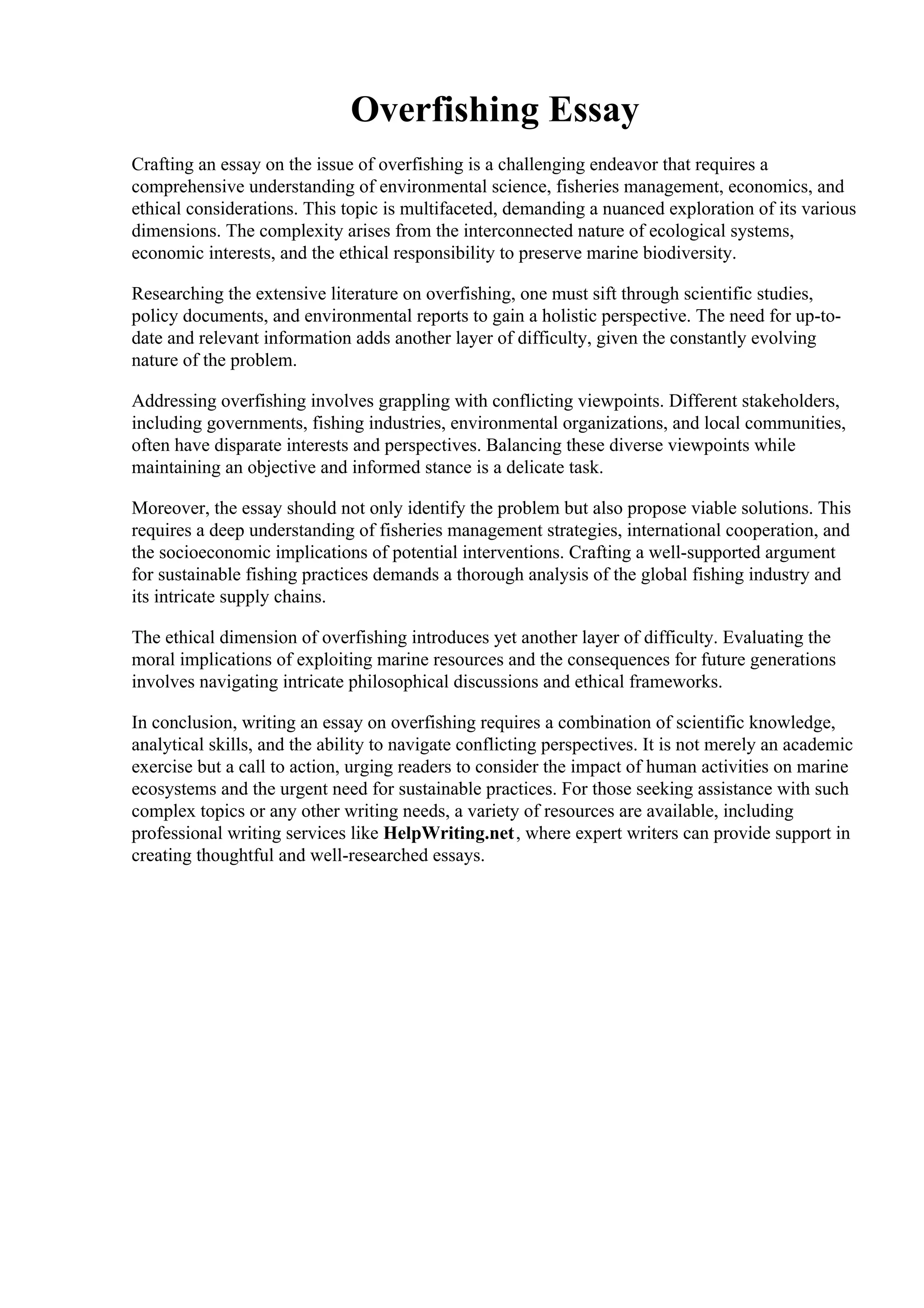 Overfishing Essay | PDF