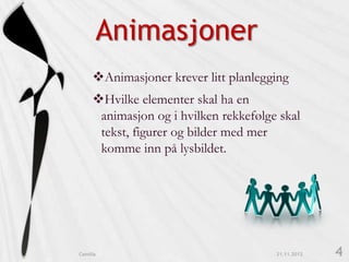 Overganger og animasjoner | PPTX