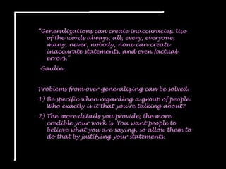 Avoiding Overgeneralizing | PPT