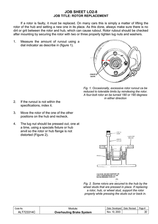 Overhaul brake system | DOC | Resume Writing and Advice | Job Search
