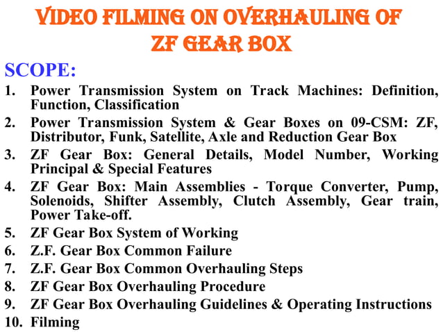 Overhauling of ZF Gear Box. It is a hydrodynamic gearbox. | PPT ...