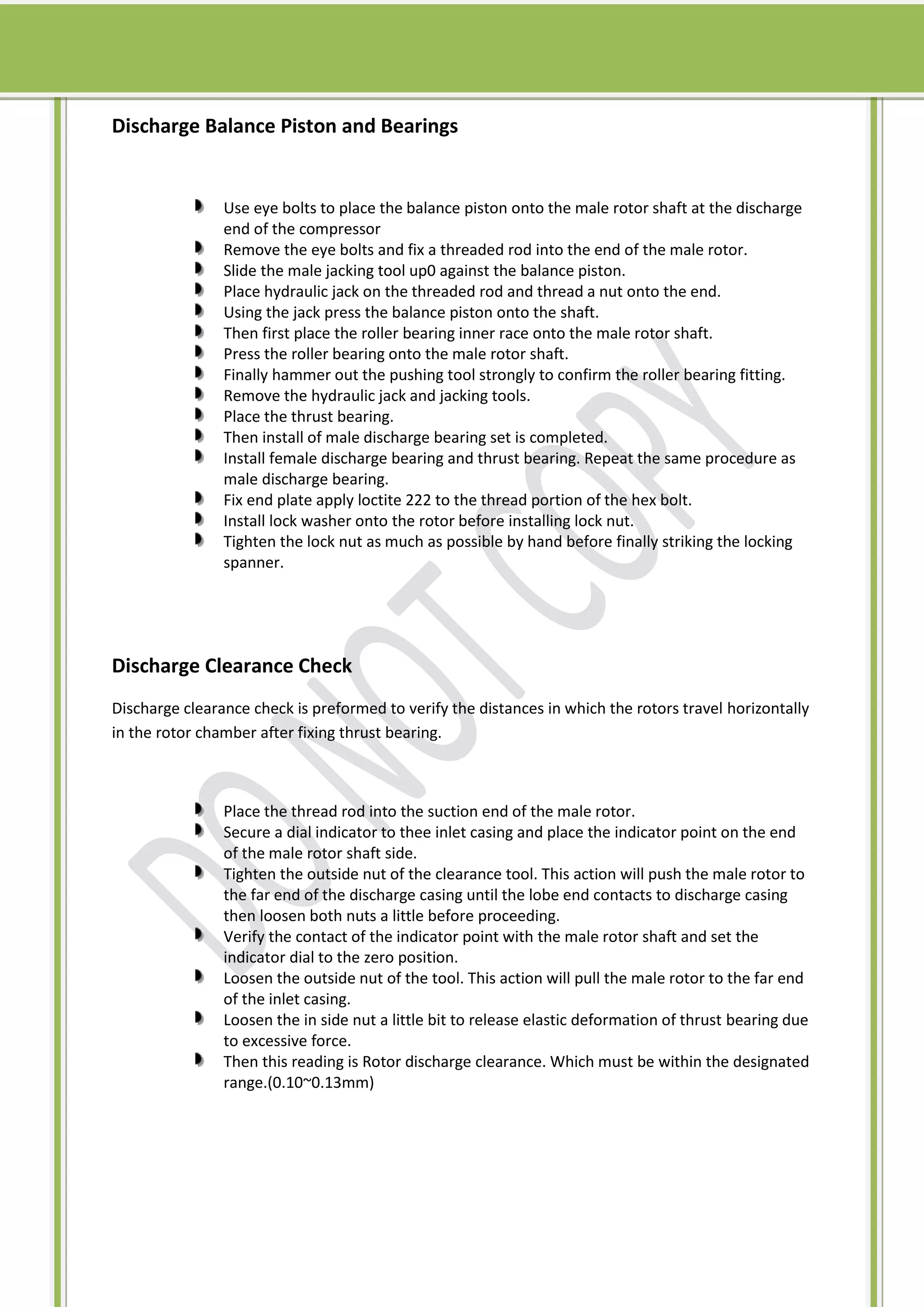 Assembly and Disassembly Procedure of Screw type Compressor | PDF