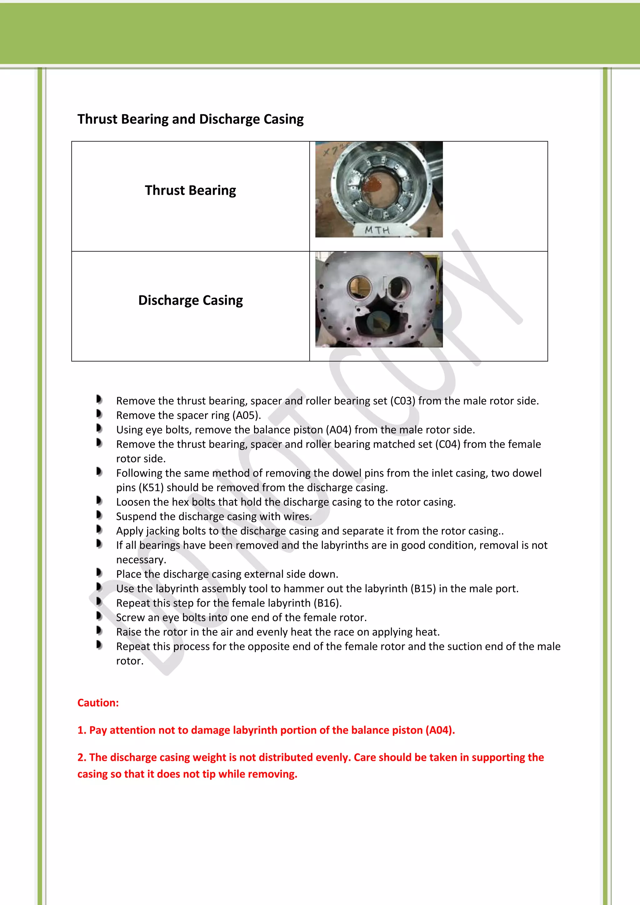 Assembly and Disassembly Procedure of Screw type Compressor | PDF