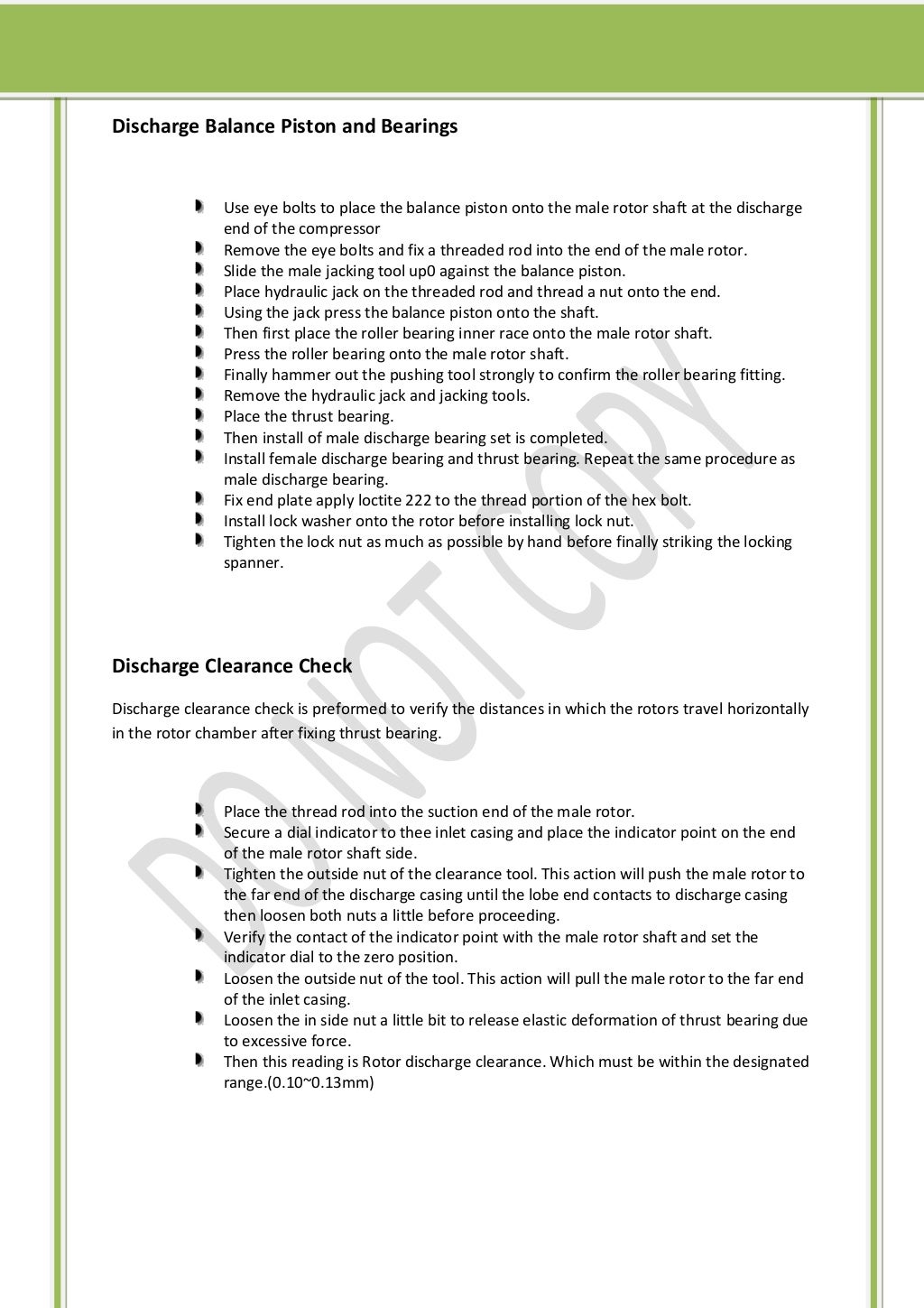 Assembly and Disassembly Procedure of Screw type Compressor