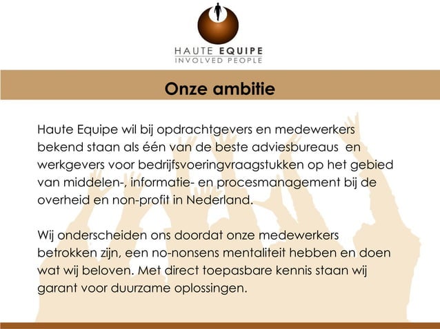 Bedrijfspresentatie - Haute Equipe | PPT