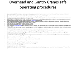 Overhead and gantry cranes safe operating procedures | PPTX