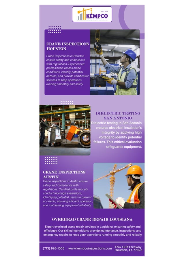 Overhead Crane Repair Louisiana Kempco Inspection Services, Inc. | PDF