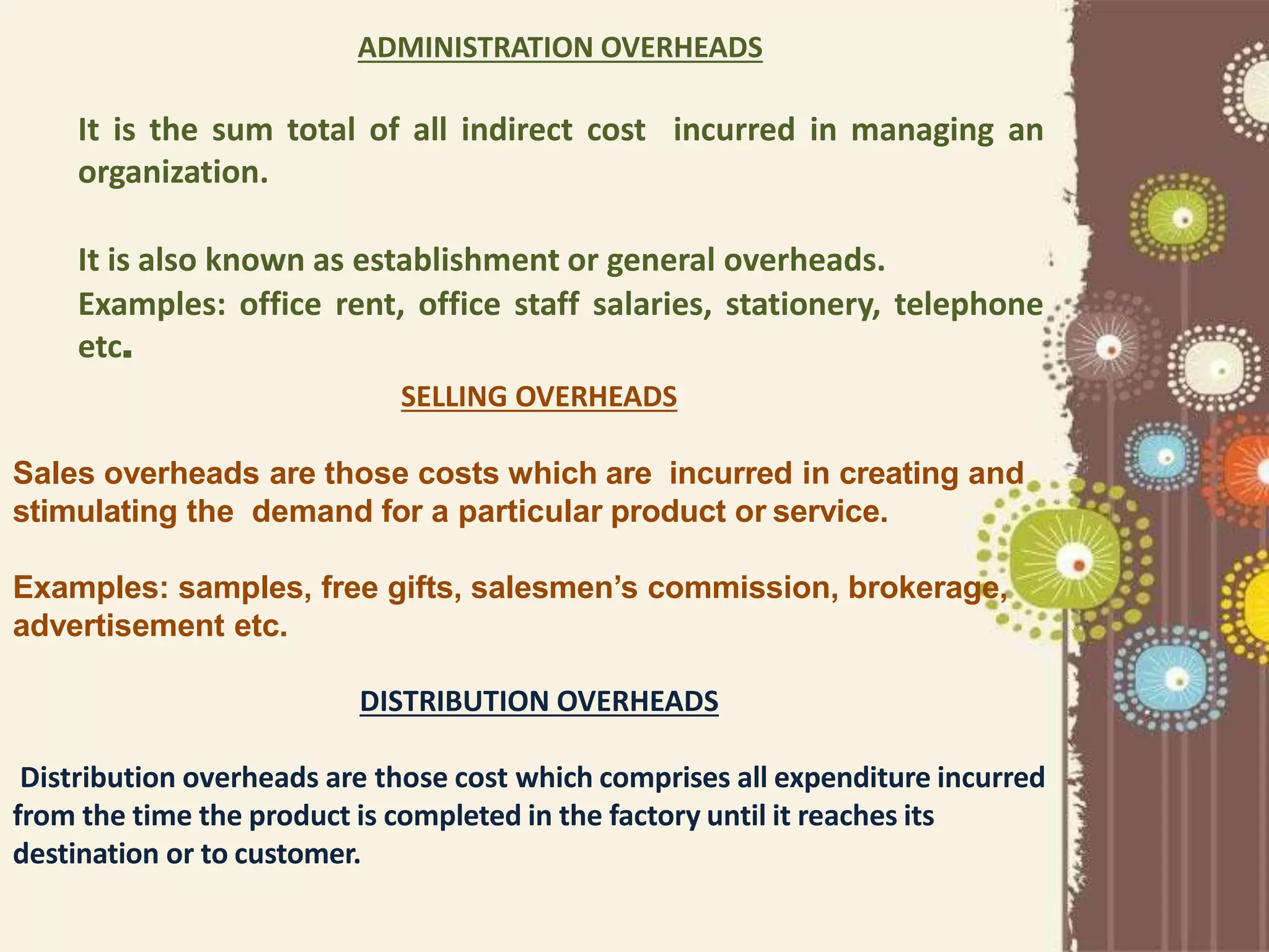 Overheads and classifcation of overheads | PPTX