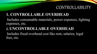 Overheads control | PPTX | Business Accounting & Finance | Business