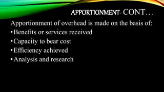 Overheads control | PPTX | Business Accounting & Finance | Business