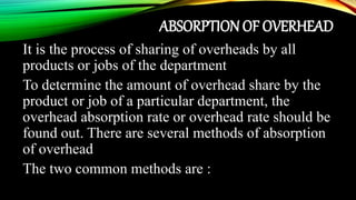 Overheads control | PPTX | Business Accounting & Finance | Business