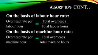 Overheads control | PPTX | Business Accounting & Finance | Business