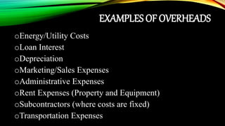 Overheads control | PPTX | Business Accounting & Finance | Business