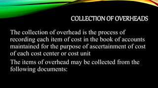 Overheads control | PPTX | Business Accounting & Finance | Business