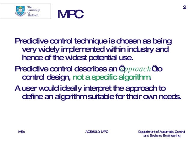 Concepts of predictive control | PPT | Physics | Science