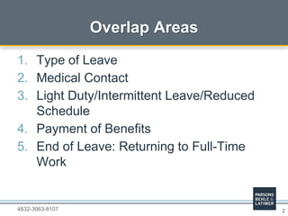 Overlap of the ADA, FMLA and Workers' Compensation Law | PPTX