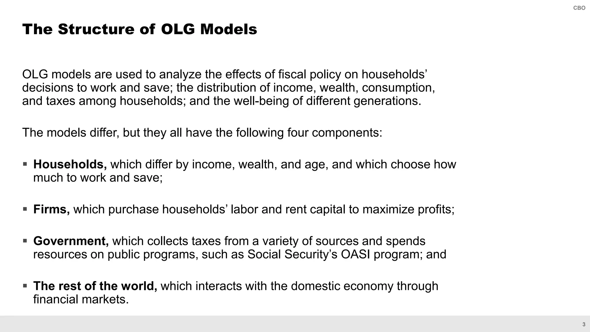 Overlapping Generations Model Roundtable Model Comparisons From a ...