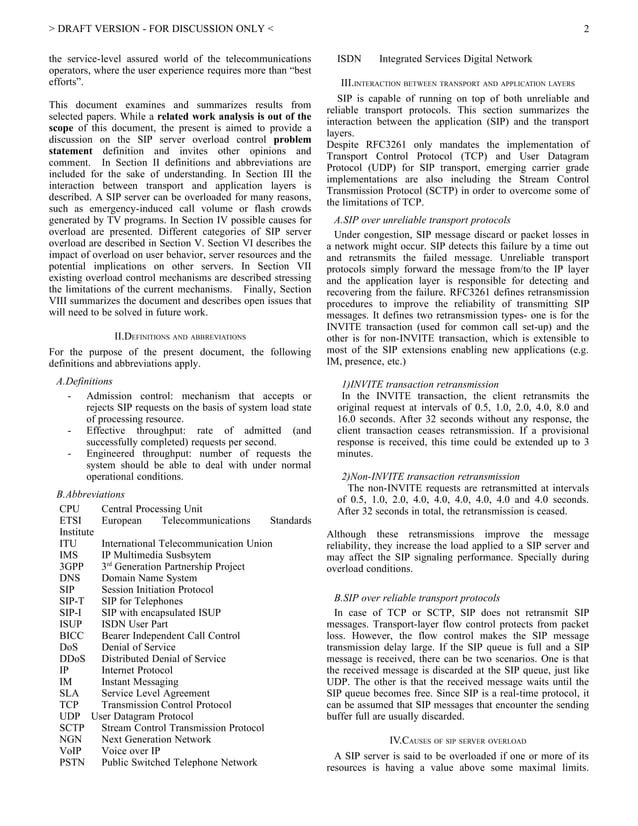 SIP Overload Control Problem Statement | PDF