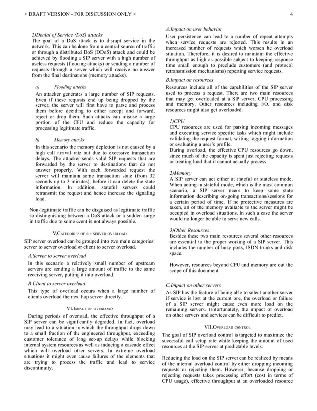 SIP Overload Control Problem Statement | PDF