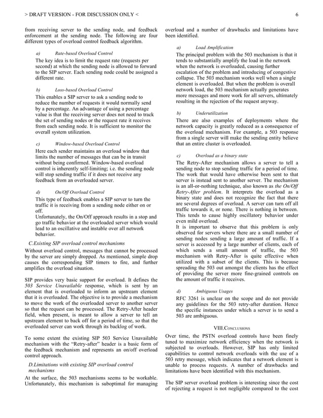 SIP Overload Control Problem Statement | PDF