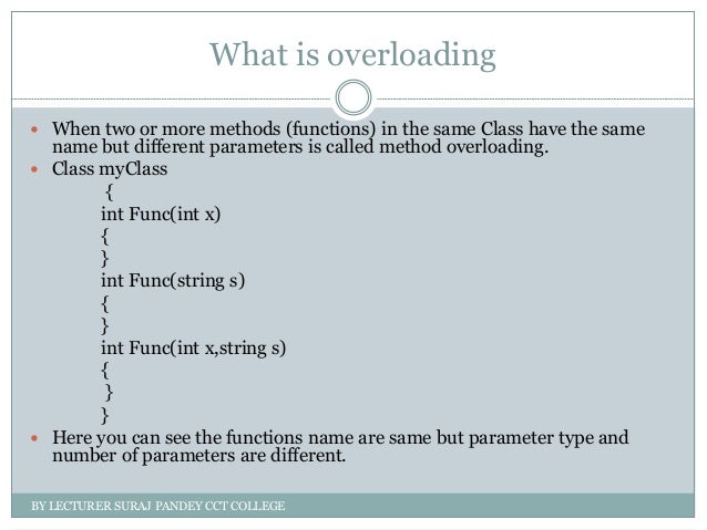 Overloading And Overriding In