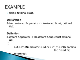 Overloading of io stream operators | PPT
