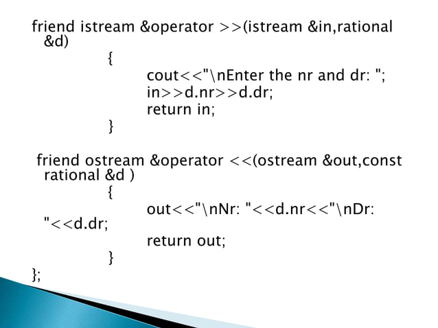 Overloading of io stream operators | PPT