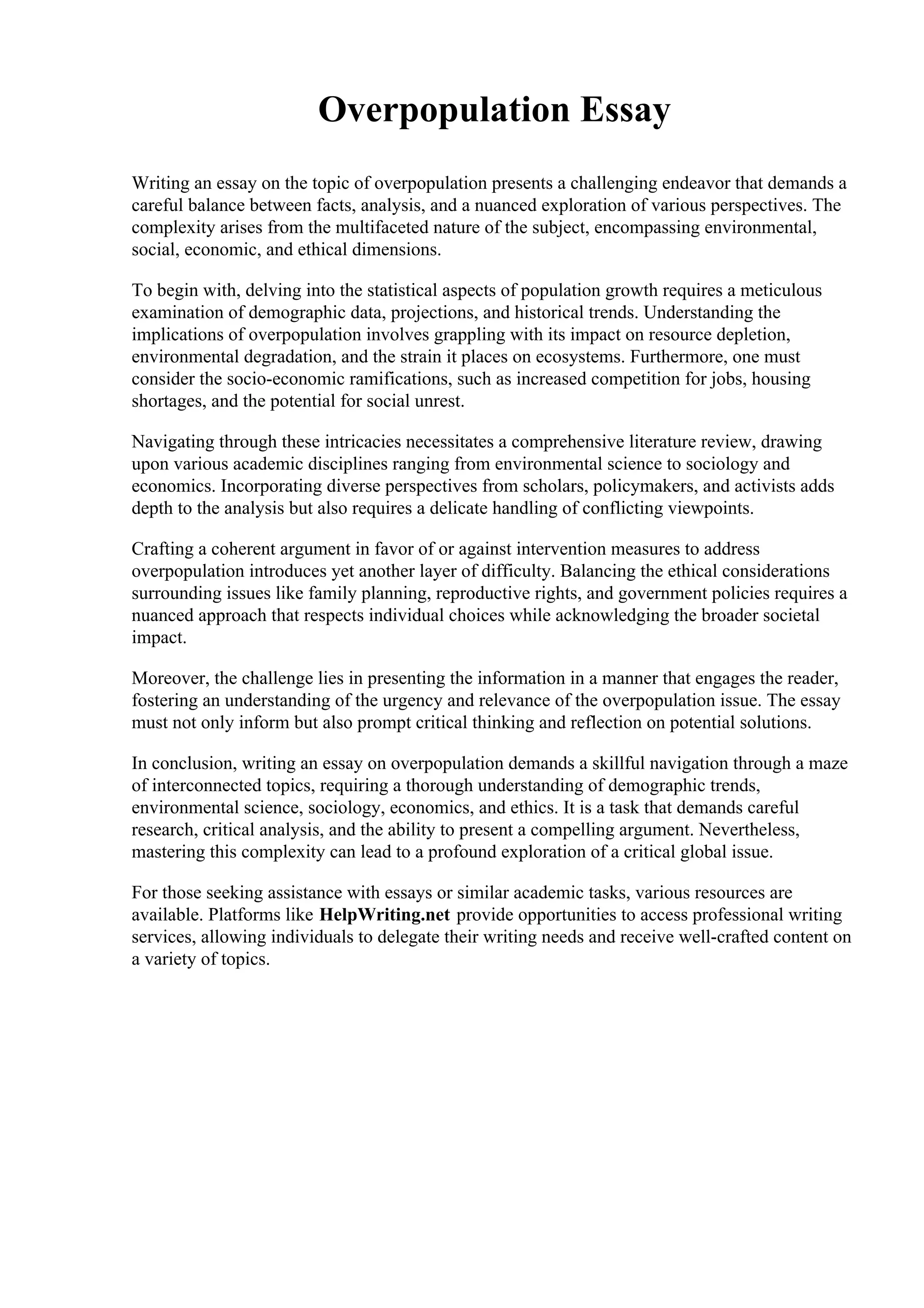 Overpopulation Essay.pdf | Environment | Science