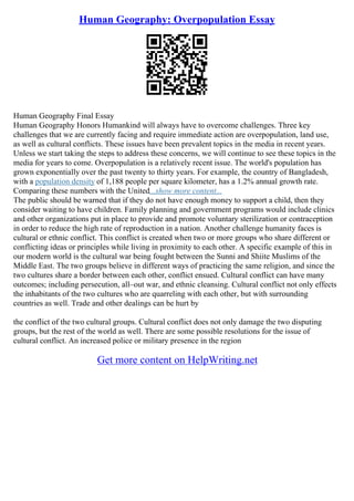 Overpopulation Essays | PDF | Geography | Science