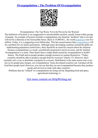 Overpopulation Essays | PDF | Geography | Science