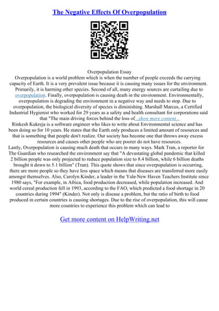 Overpopulation Essays | PDF | Geography | Science
