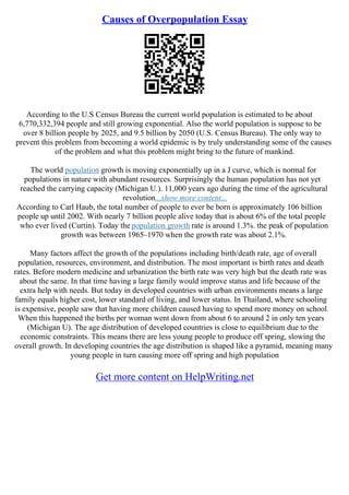 Overpopulation Essays | PDF | Geography | Science