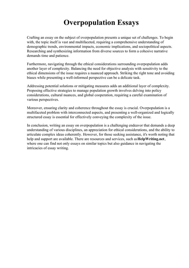 Overpopulation Essays | PDF