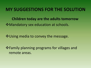 Solutions Of Overpopulation