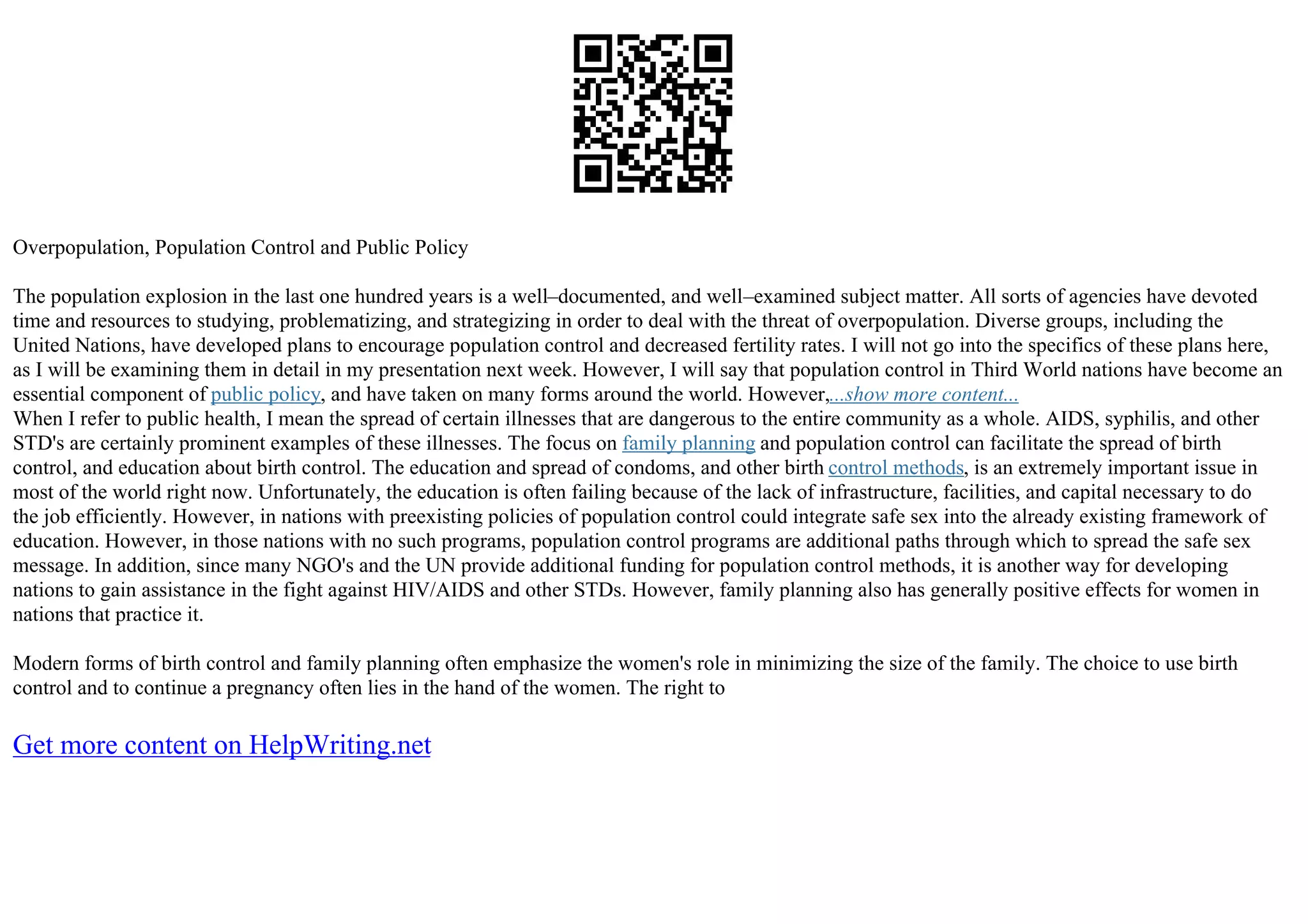 Overpopulation Summary And Analysis | PDF | Diseases and Conditions ...