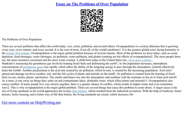 Overpopulation Summary And Analysis | PDF | Diseases and Conditions ...