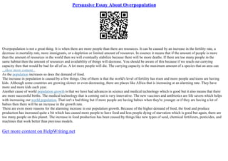 Overpopulation Summary And Analysis | PDF | Diseases and Conditions ...