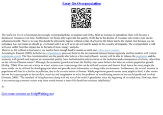 Overpopulation Summary And Analysis | PDF | Diseases and Conditions ...