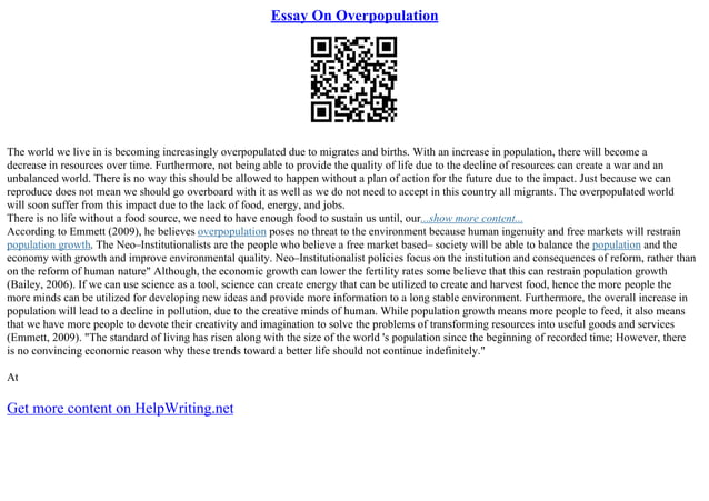 Overpopulation Summary And Analysis | PDF | Diseases and Conditions ...